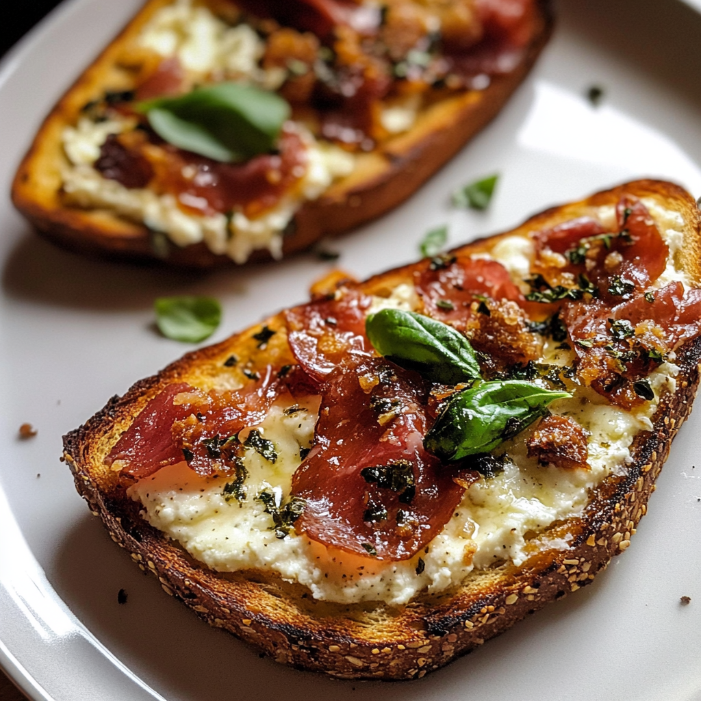 Pizza Cottage Cheese Toast with Crispy Prosciutto – thequickdelights